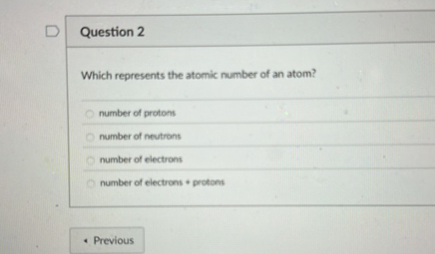 Question 2 Which represents the atomic | StudyX