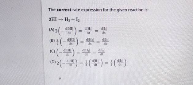 The correct rate expression for the given | StudyX