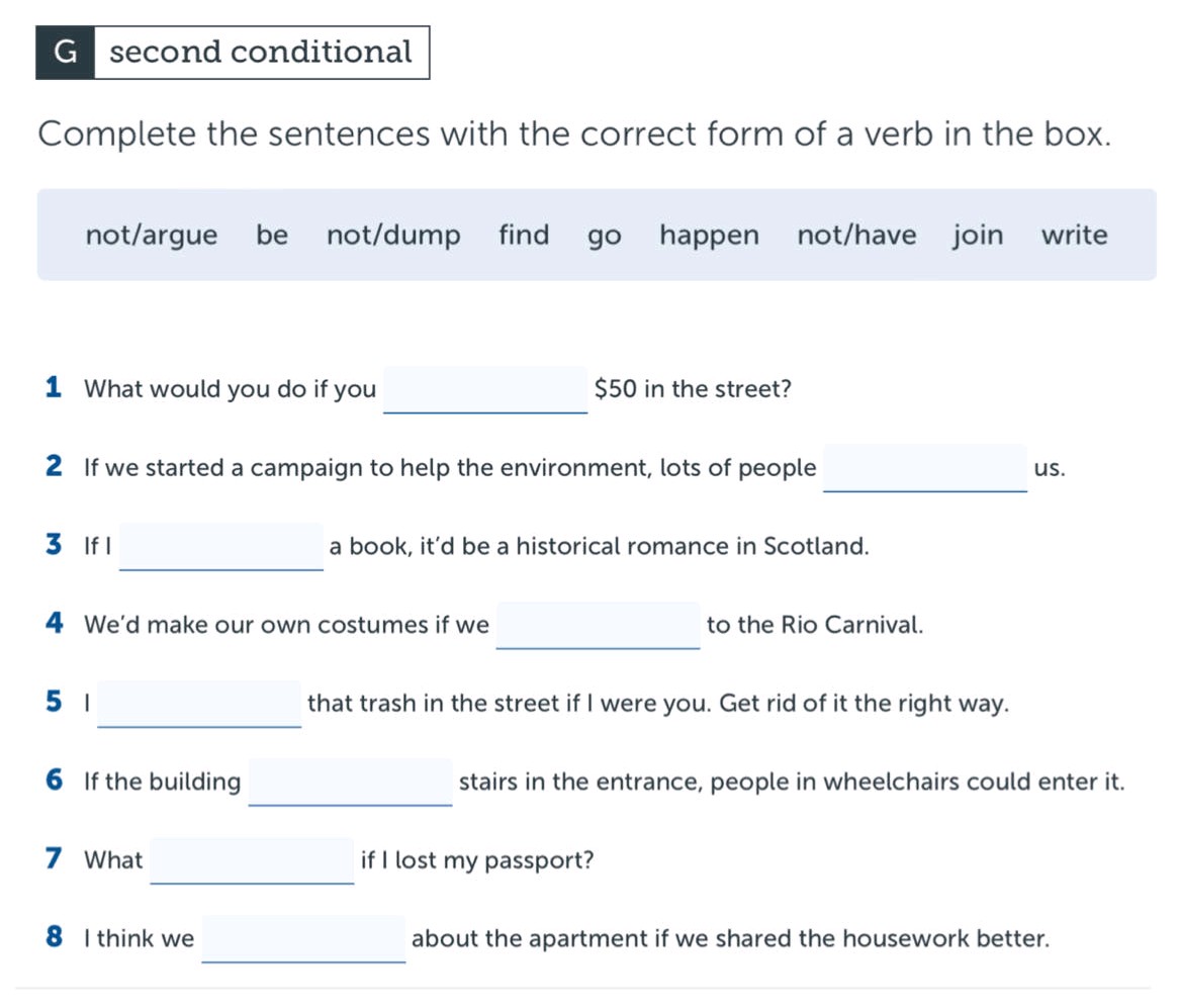 G second conditional Complete the sentences | StudyX