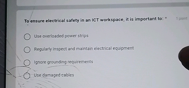 To ensure electrical safety in an ICT | StudyX
