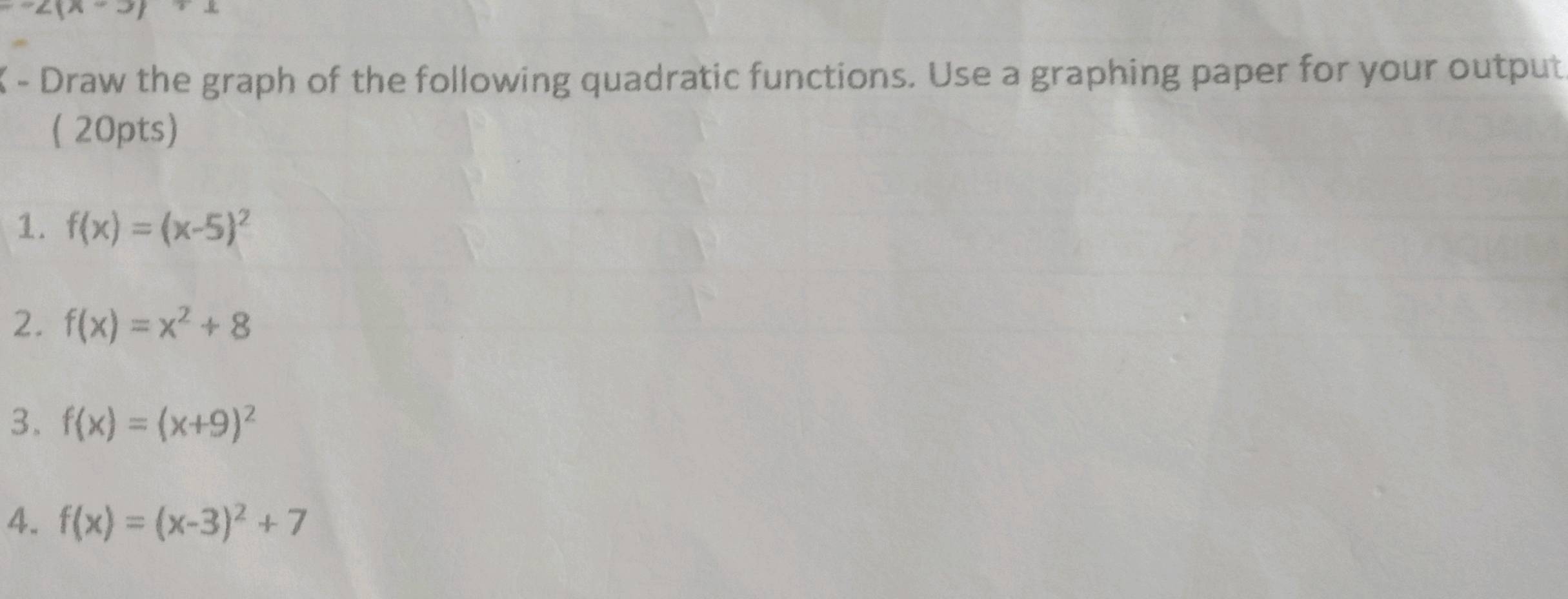 - Draw the graph of the following quadratic | StudyX