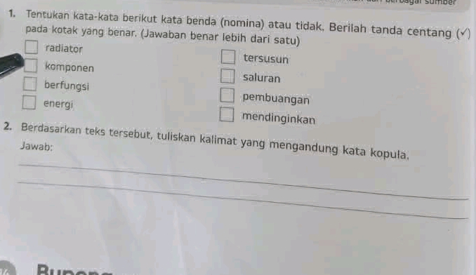 1 Tentukan kata-kata berikut kata benda | StudyX
