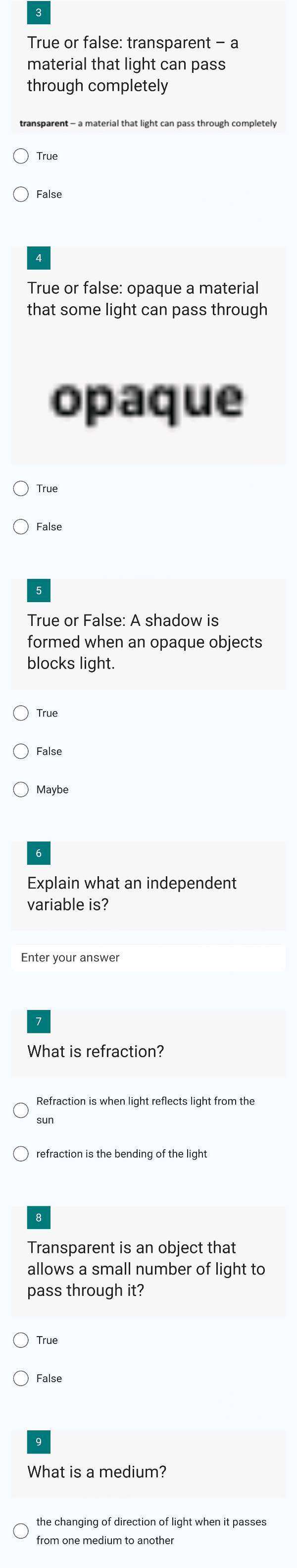 3 True or false transparent - a material | StudyX