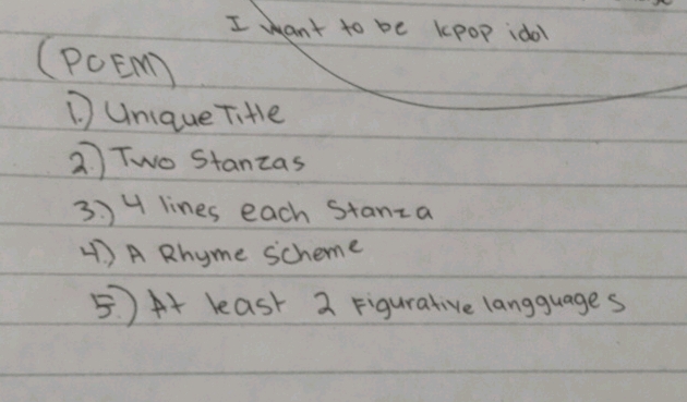 I Mant to be kpop idol (POEM) 1) Unique | StudyX