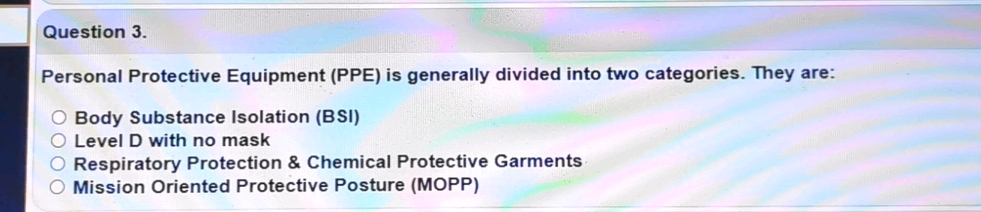 Question 3 Personal Protective Equipment | StudyX