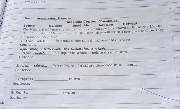 Now I think Name Accisas Mathaly E Alamani | StudyX