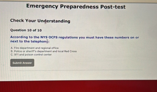 Emergency Preparedness Post-test Check Your | StudyX