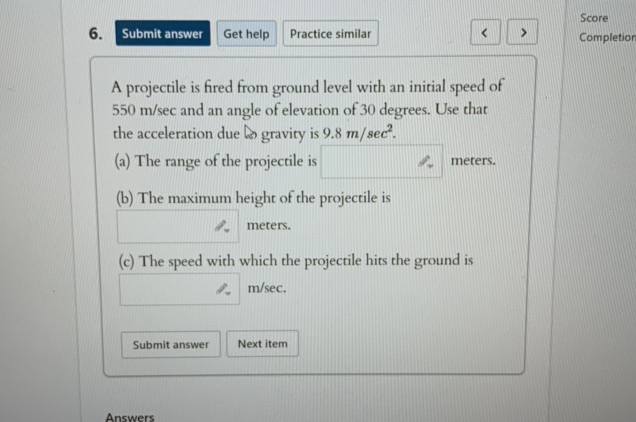 6 Submit answer Get help Practice similar | StudyX