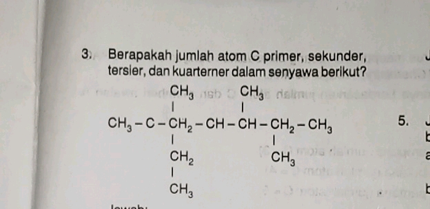 3 Berapakah jumlah atom C primer sekunder | StudyX
