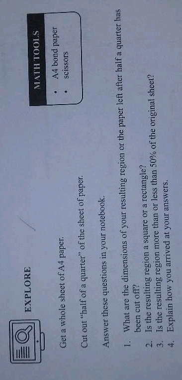 EXPLORE Get a whole sheet of A4 paper MATH | StudyX