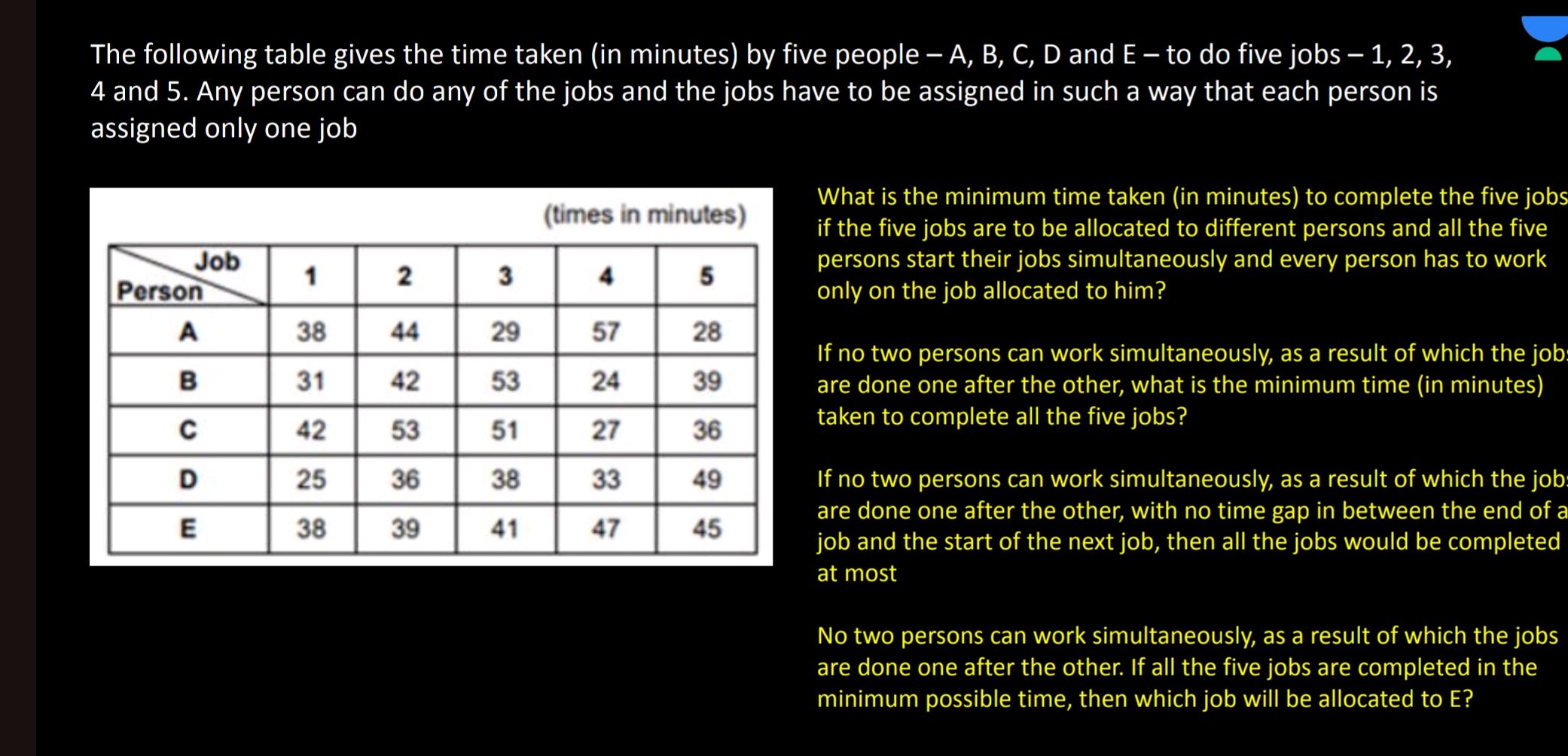 The following table gives the time taken | StudyX