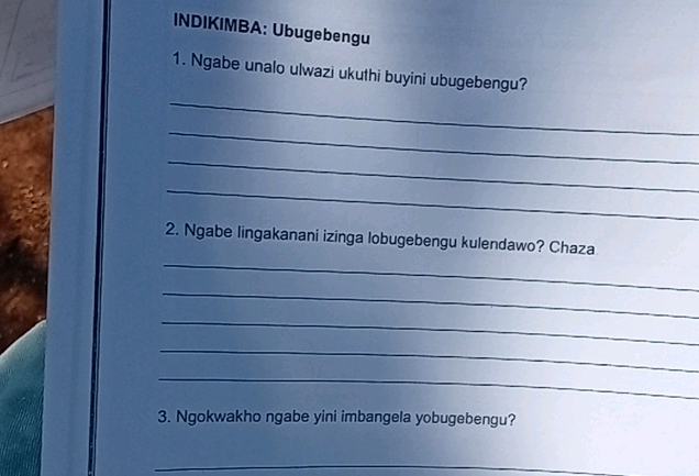 INDIKIMBA Ubugebengu 1 Ngabe unalo ulwazi | StudyX