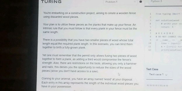 TURING Problem 1 - Pythons Yore embarking | StudyX