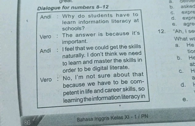 Dialogue for numbers 8-12 Bahasa Inggris | StudyX