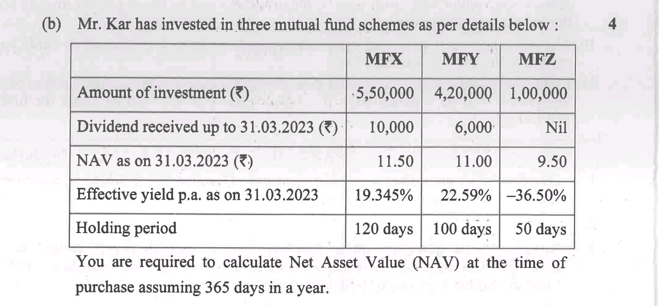 (b) Mr Kar has invested in three mutual | StudyX