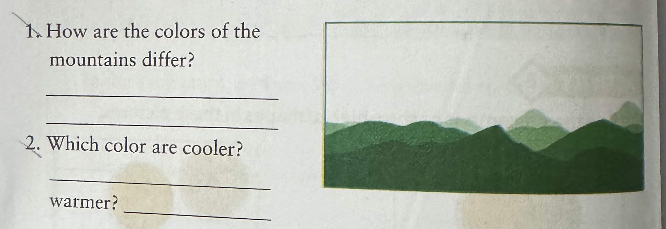1 How are the colors of the mountains | StudyX