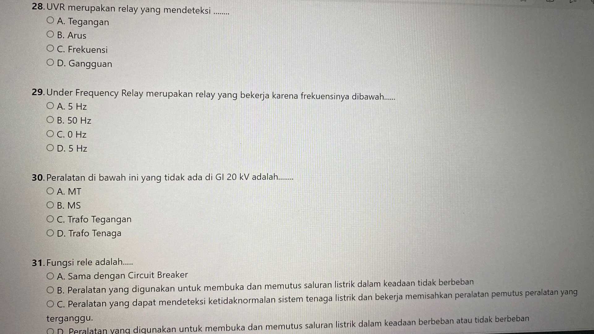 28 UVR merupakan relay yang mendeteksi A | StudyX