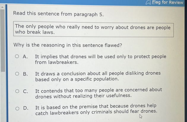 Flag for Review Read this sentence from | StudyX