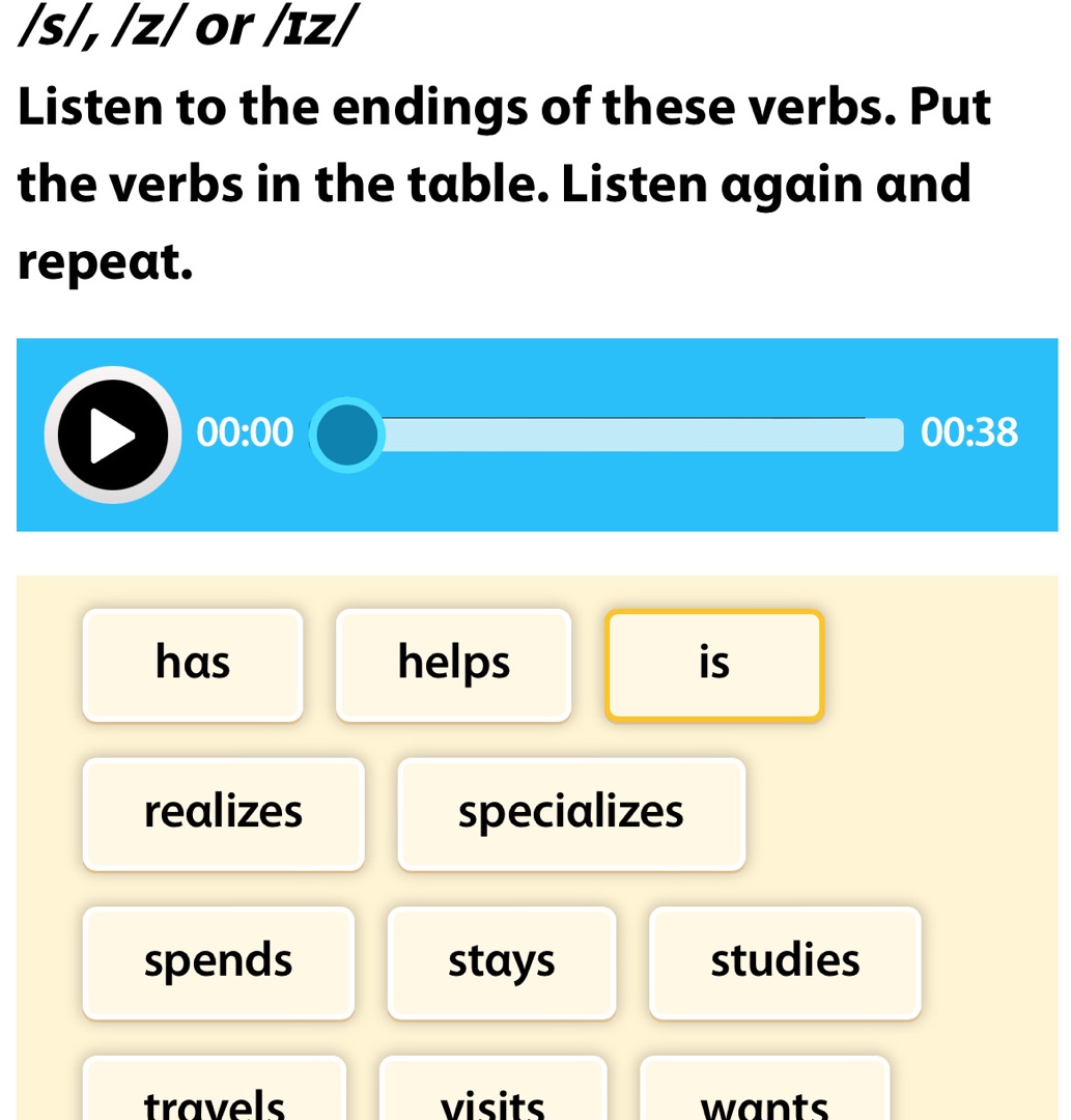 /s//z/ or /Iz/ Listen to the endings of | StudyX