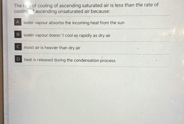 The rate of cooling of ascending saturated | StudyX