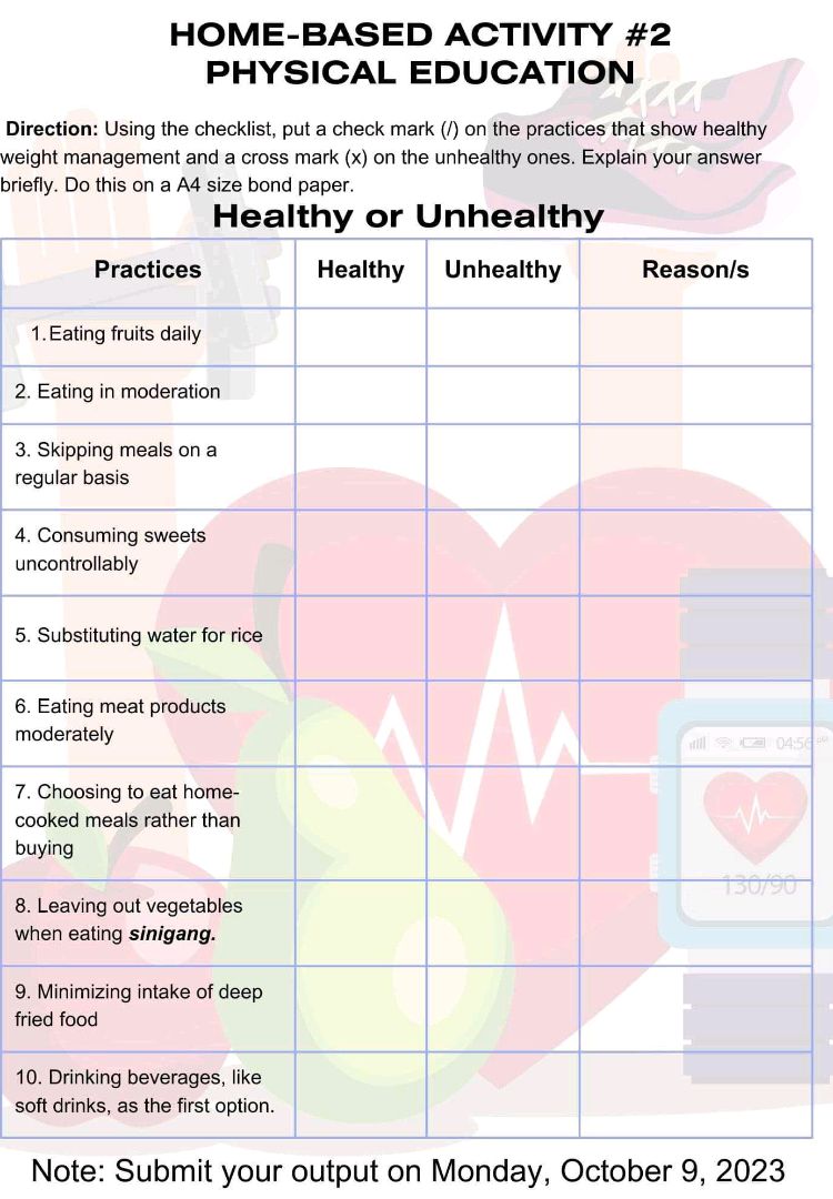 HOME-BASED ACTIVITY 2 PHYSICAL EDUCATION | StudyX