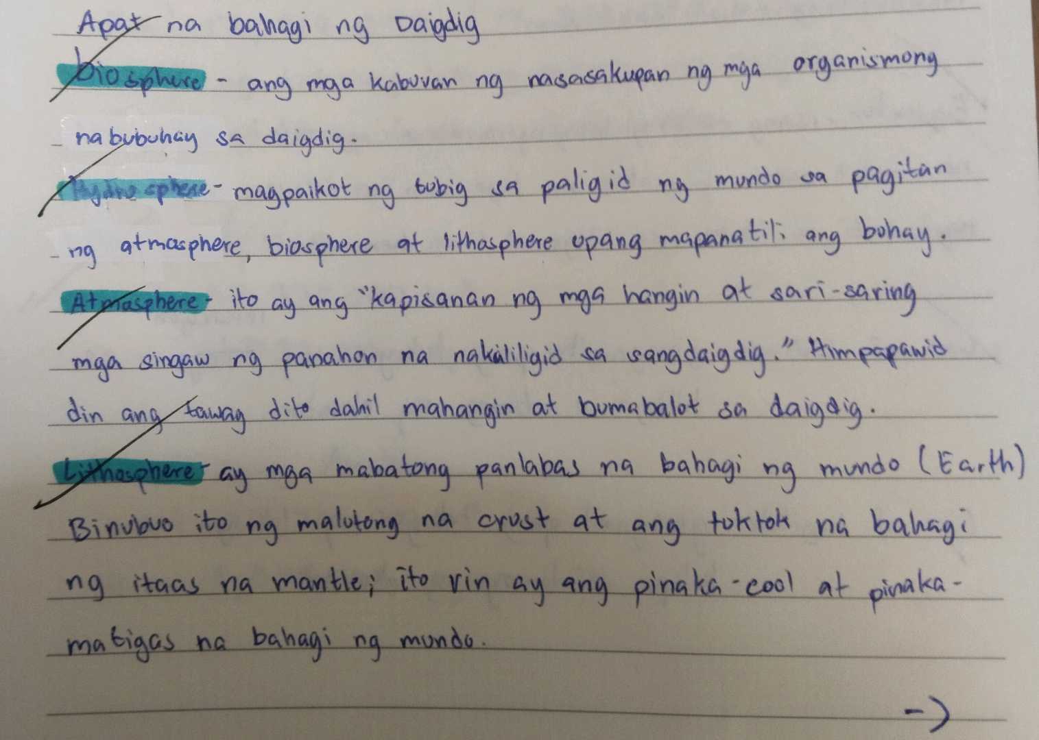 Apat na bahagi ng Daigdig Oiosphere - ang | StudyX