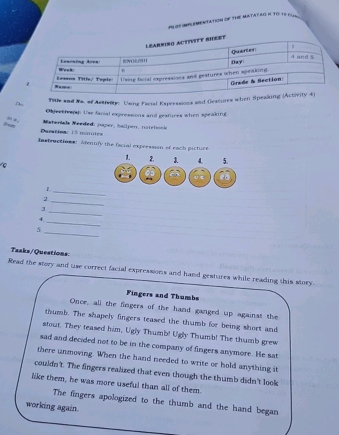 PILOT IMPLEMENTATION OF THE MATATAG K TO 10 | StudyX