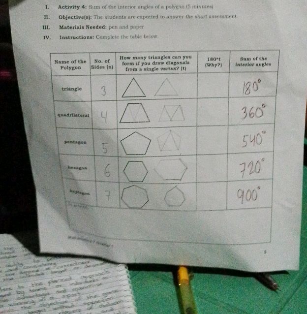 I Activity 4 Sum of the interior angles of | StudyX