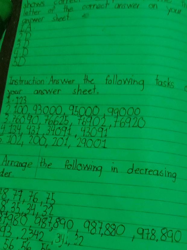 shows etter answer sheet Instruction Answer | StudyX