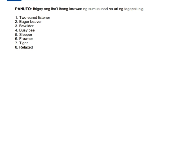 PANUTO Ibigay ang ibat ibang larawan ng | StudyX
