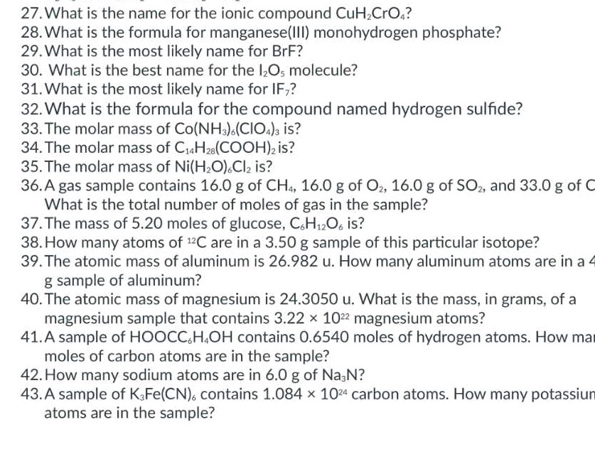 27 What is the name for the ionic compound | StudyX