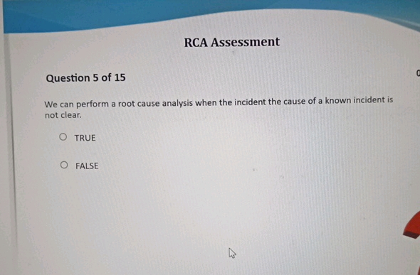 RCA Assessment Question 5 of 15 We can | StudyX
