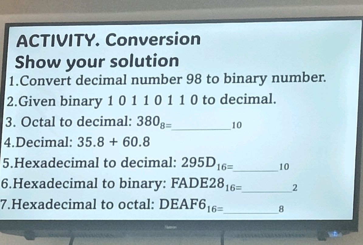 ACTIVITY Conversion Show your solution 1 | StudyX
