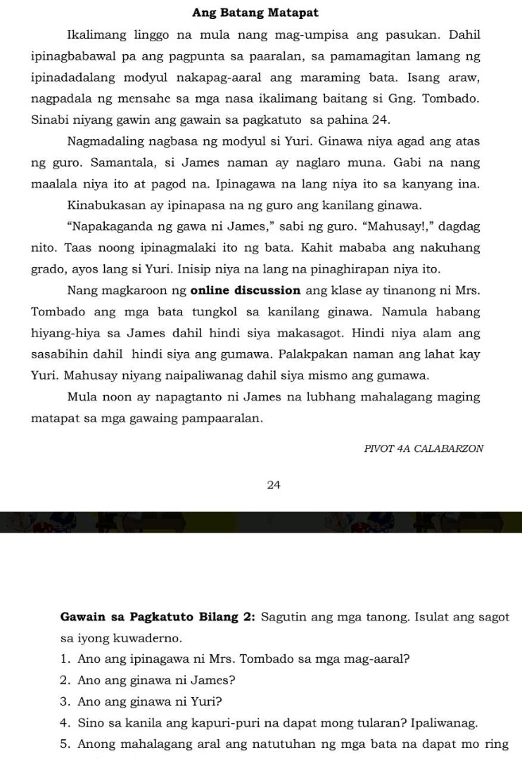 Ang Batang Matapat Ikalimang linggo na mula | StudyX
