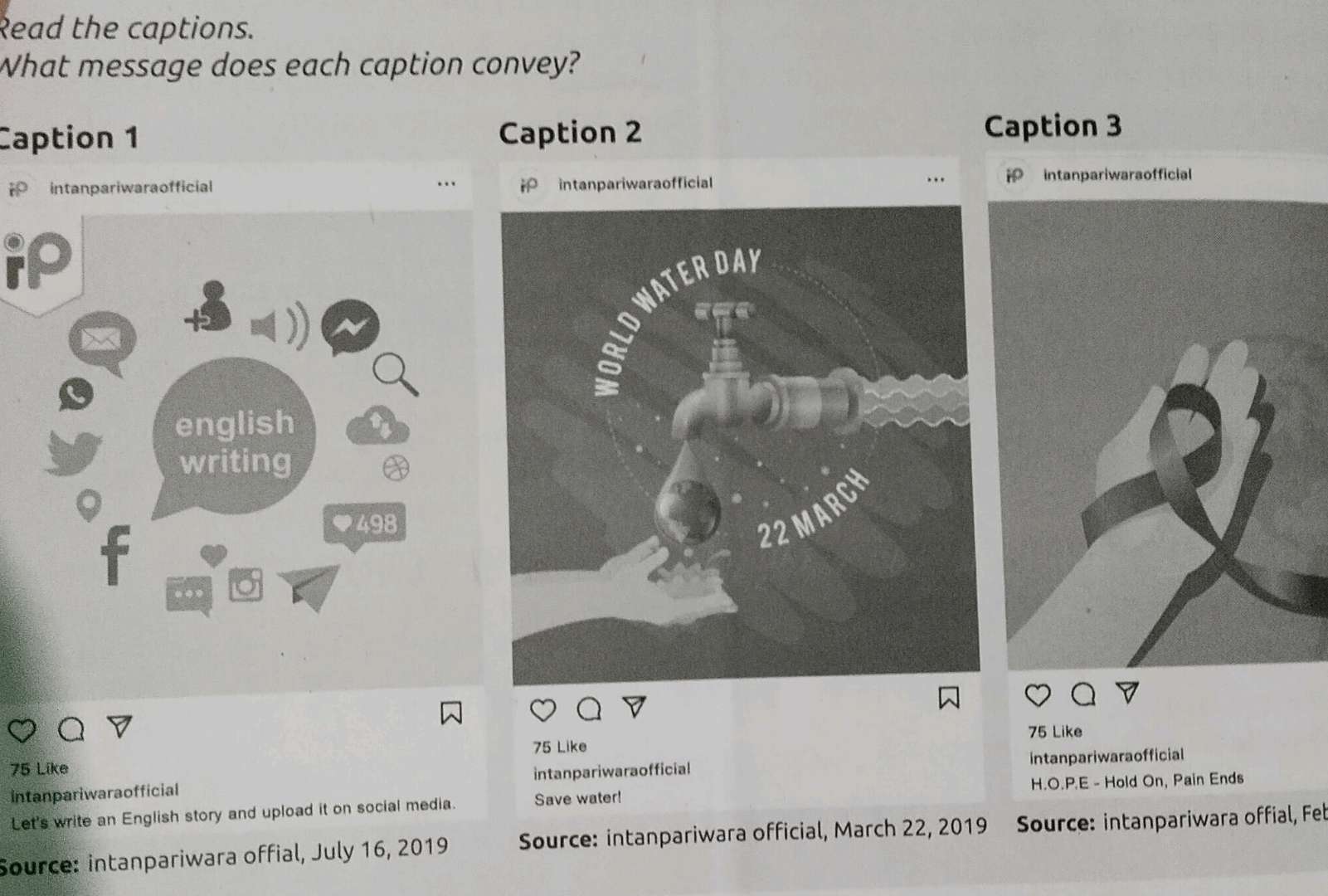 Read the captions What message does each | StudyX