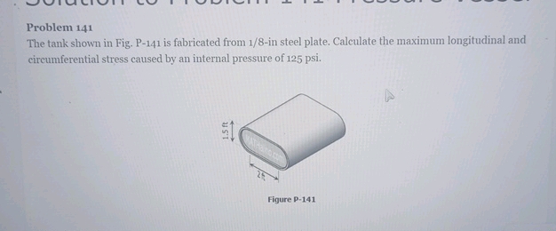 Problem 141 The tank shown in Fig P-141 is