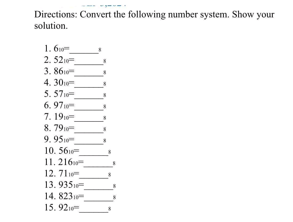 Directions Convert the following number | StudyX