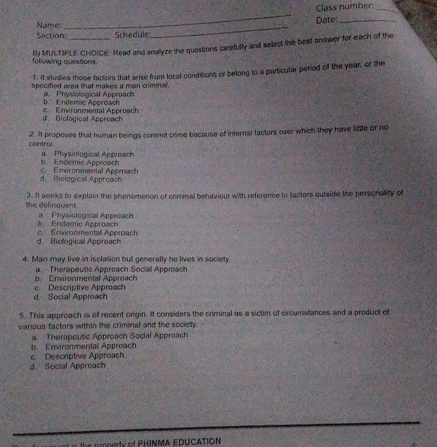 Class number Name Date Section Schedule | StudyX