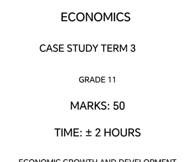 ECONOMICS CASE STUDY TERM 3 GRADE 11 MARKS | StudyX