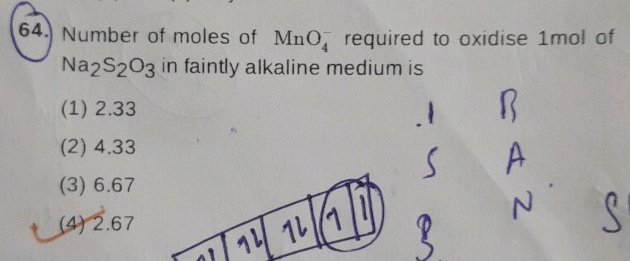 64 Number of moles of MnO4-required to | StudyX