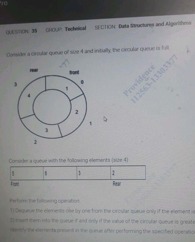 QUESTION 35 GROUP Technical SECTION Data | StudyX