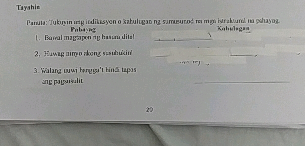 Tayahin Panuto Tukuyin ang indikasyon o | StudyX