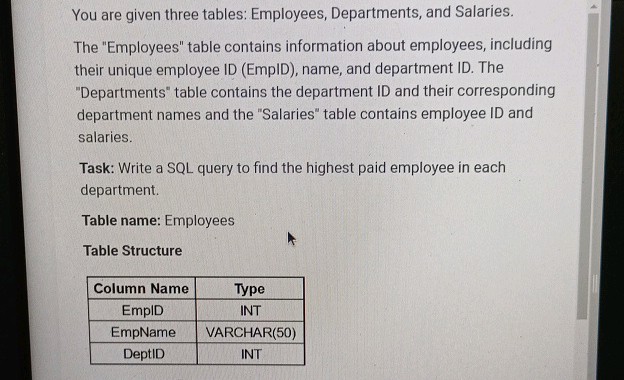 You are given three tables Employees | StudyX