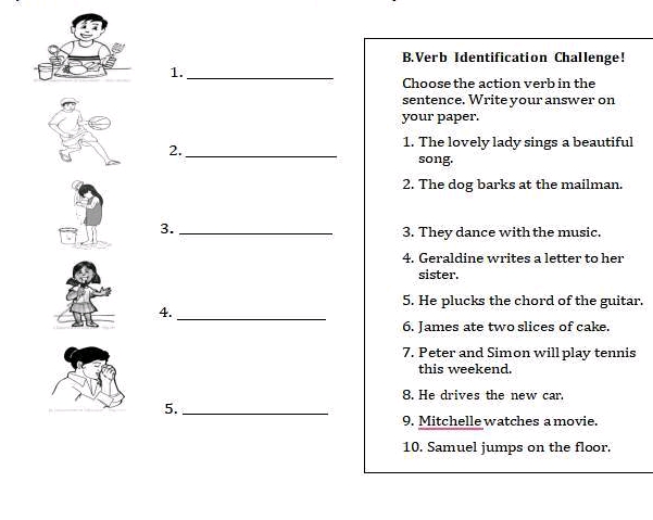 1 2 3 4 5 B Verb Identification | StudyX