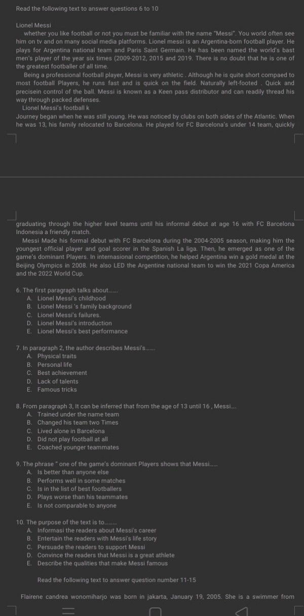 Read the following text to answer questions | StudyX