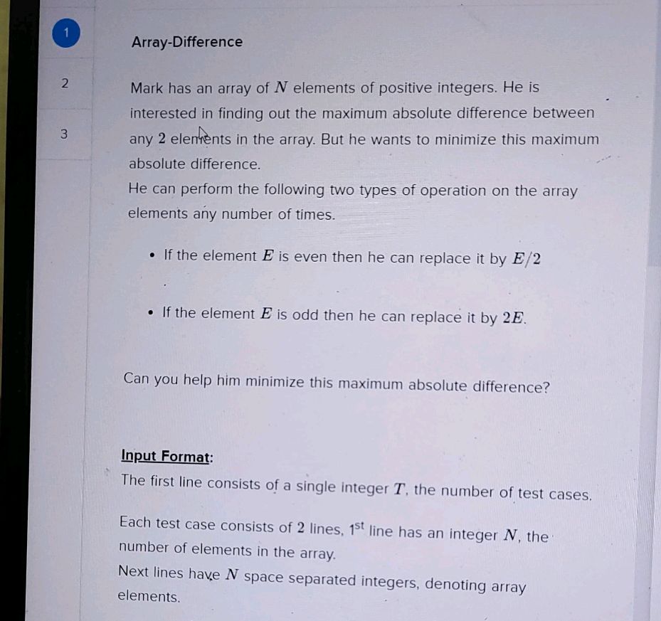 (1) Array-Difference 2 Mark has an array of | StudyX