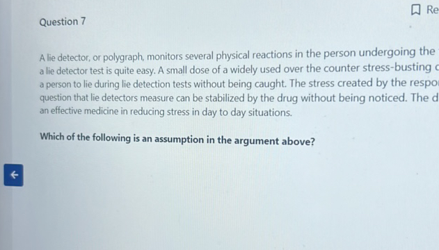 Question 7 A lie detector or polygraph | StudyX