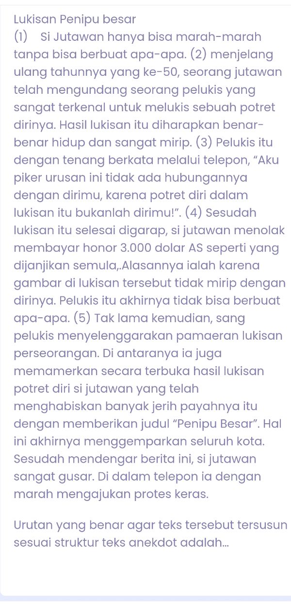 Lukisan Penipu besar (1) Si Jutawan hanya | StudyX