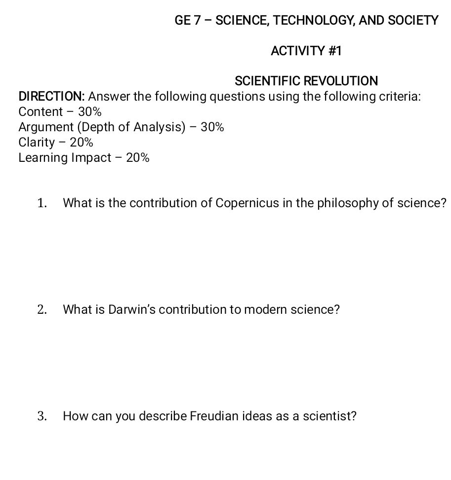 GE 7 - SCIENCE TECHNOLOGY AND SOCIETY | StudyX