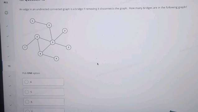 ALL An edge in an undirected connected | StudyX